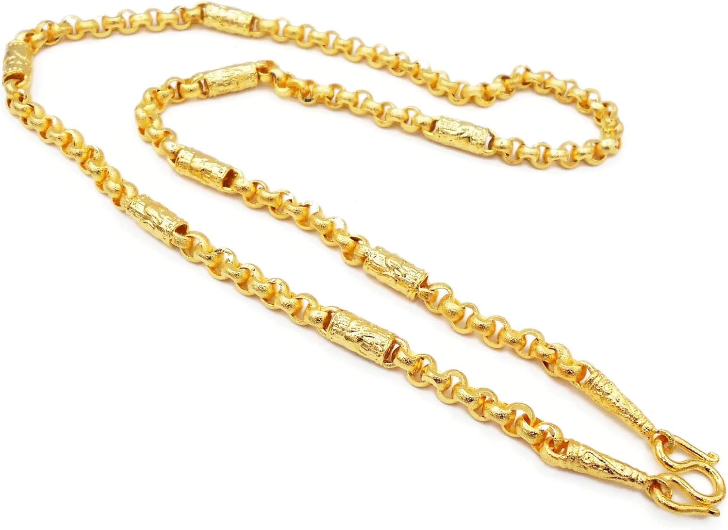 Men's Mix Chain 22k 23k 24k Thai Baht Gold Plated Necklace 25 Inch 6 mm ...