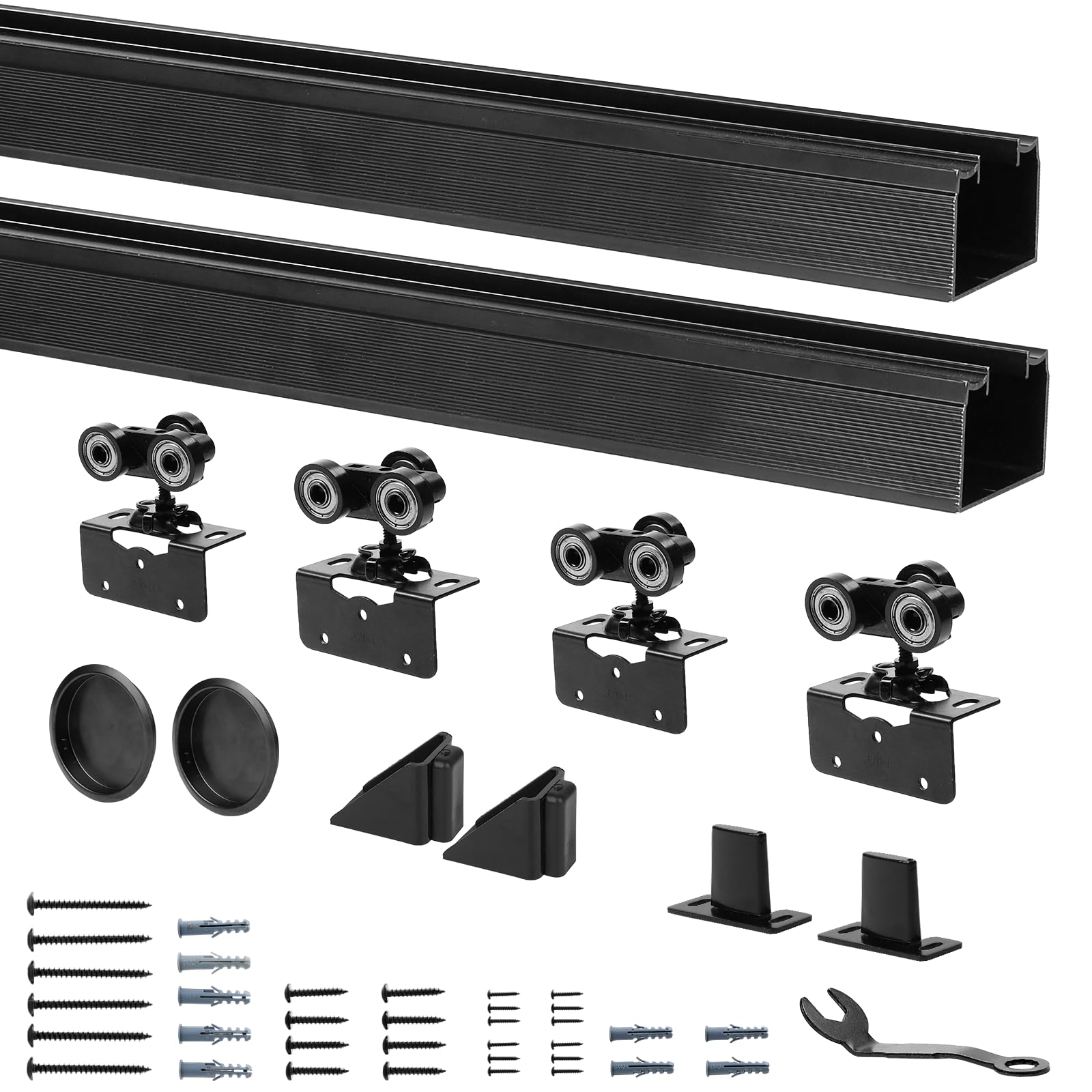 DIYHD 60" Ceiling Mount Bypass Sliding Door Hardware,Box Rail Pocket ...