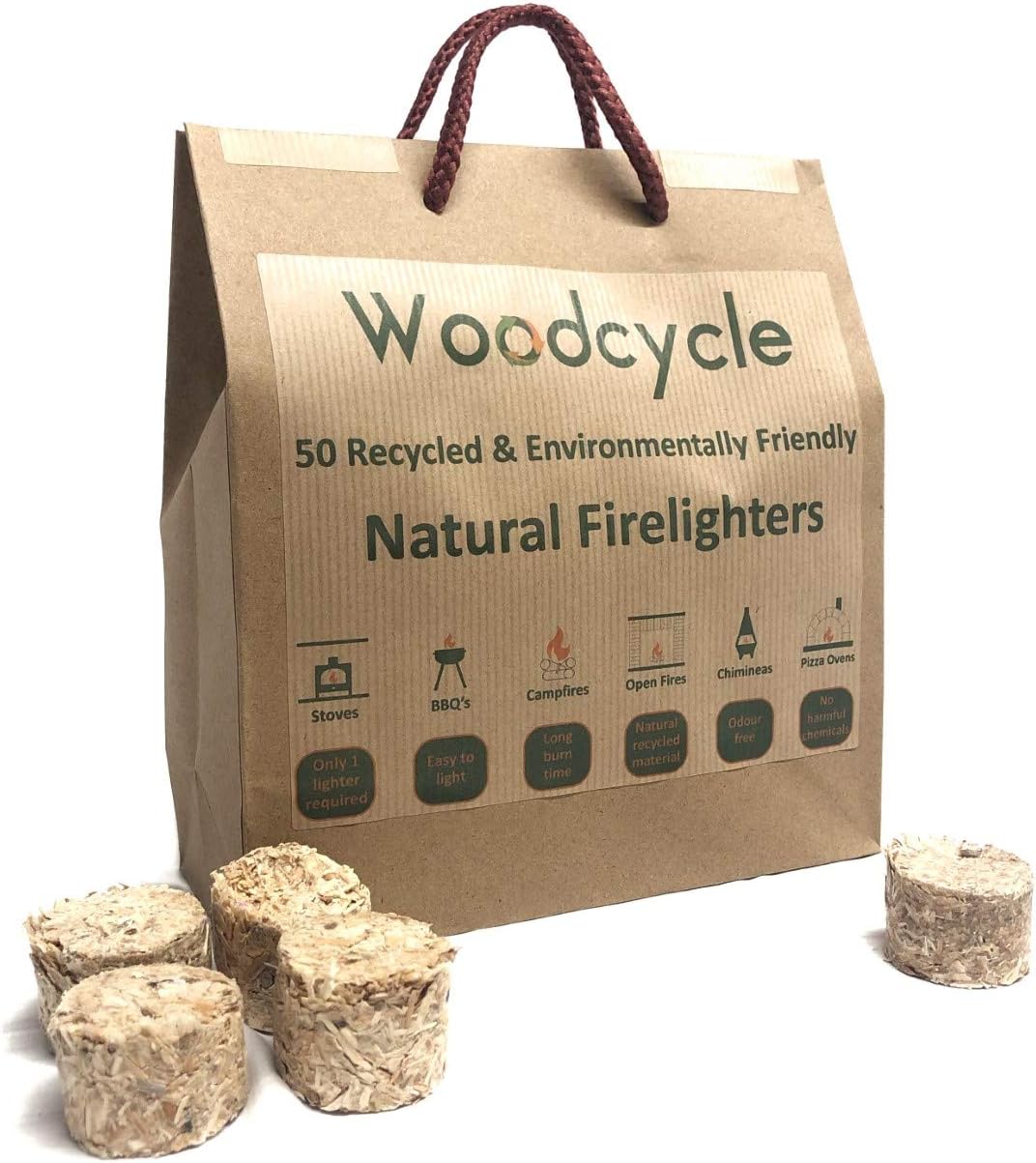 Woodcycle RECYCLED Wood ECO Natural Firelighters – 50 Recycled ...