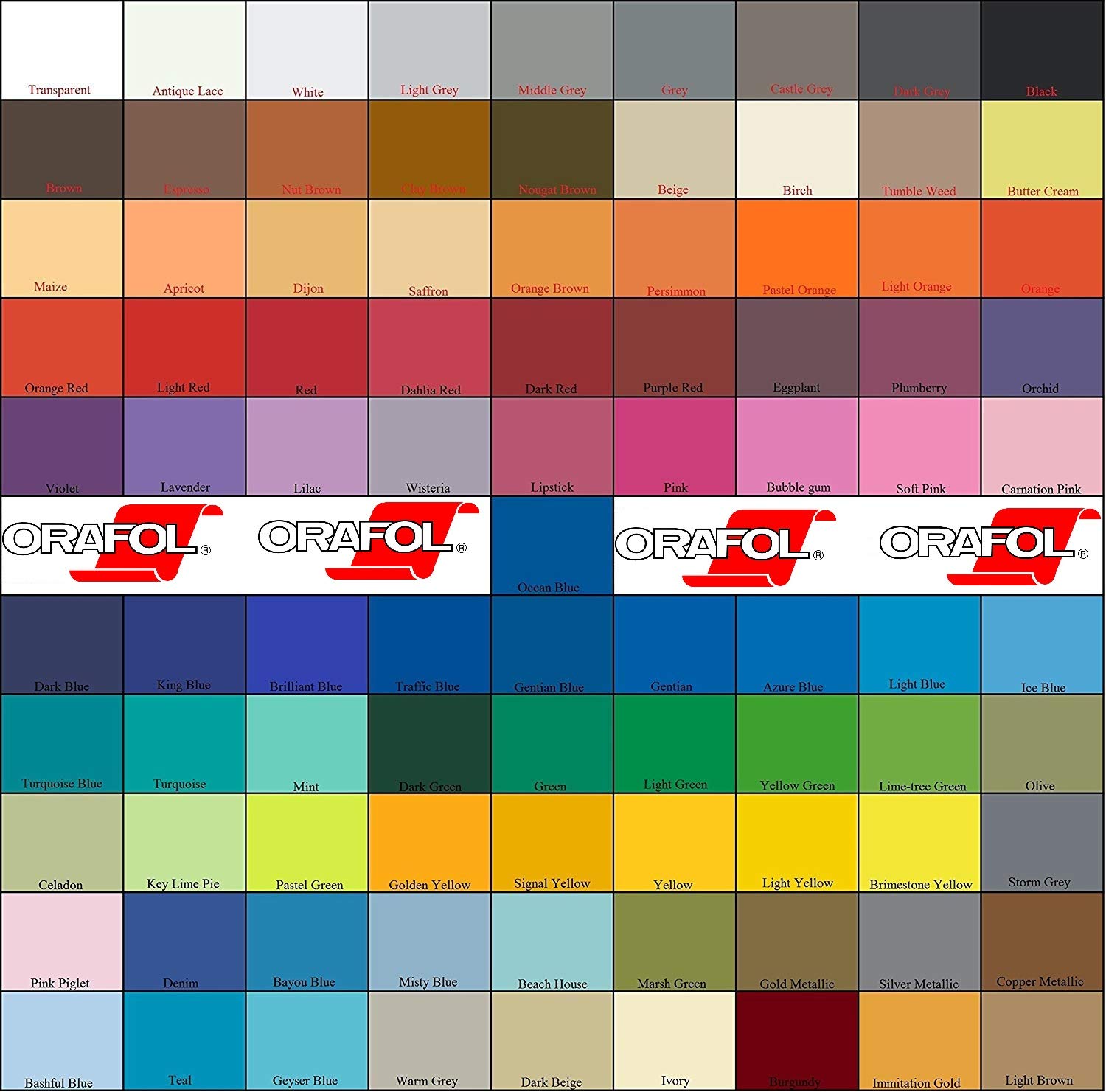 Oracal 631 Color Chart