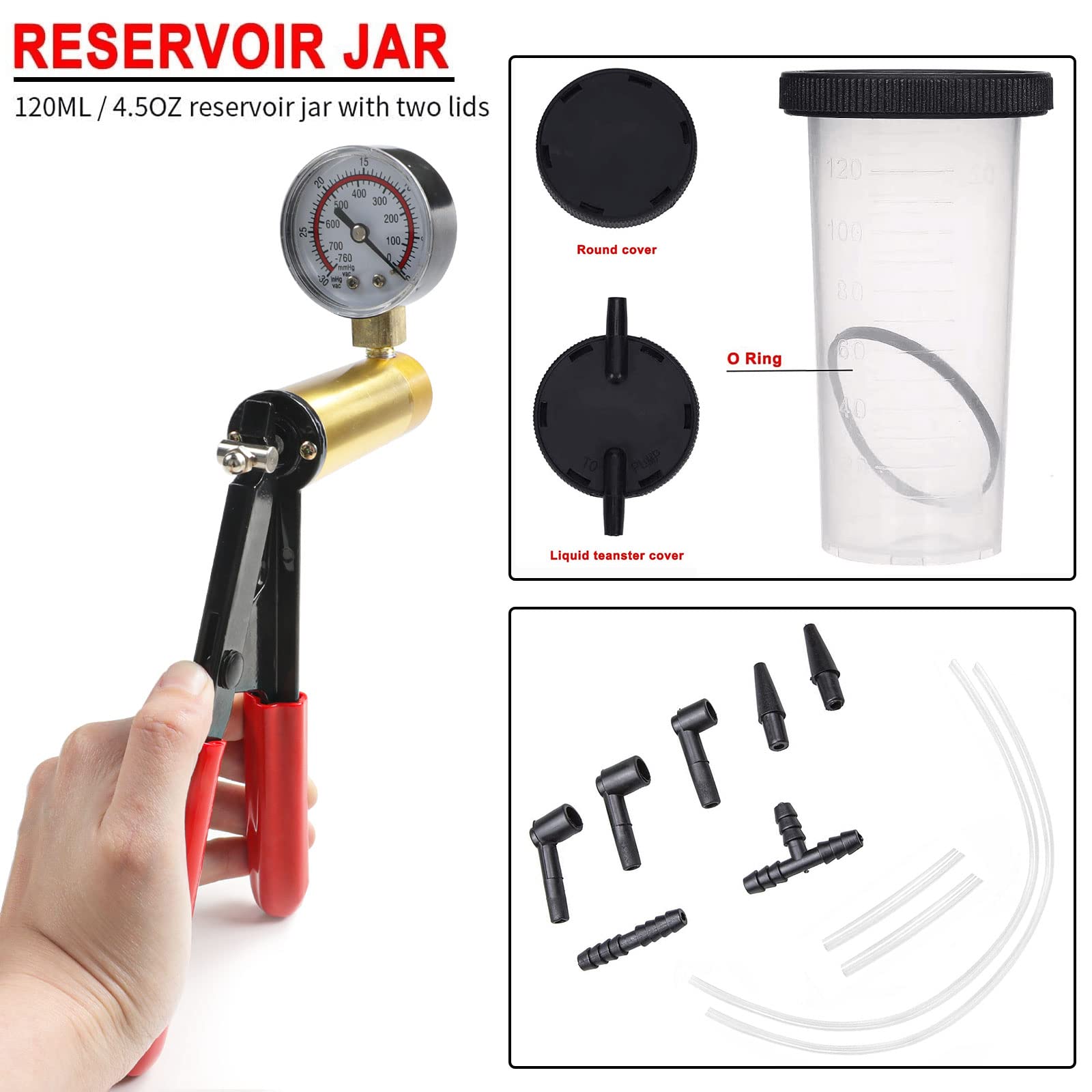 Mua Hand Held Vacuum Pump Tester Set Vacuum Gauge and Brake Bleeder Kit ...