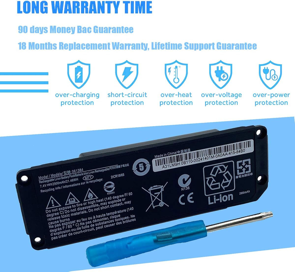 7.4V 21.46Wh 061385 Battery(With T8 Trot Screwdriver) 061384 061386 ...