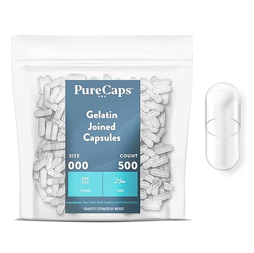 PureCaps USA - Empty Gelatin Pill Capsules Size 000 | 500 Joined Pills ...