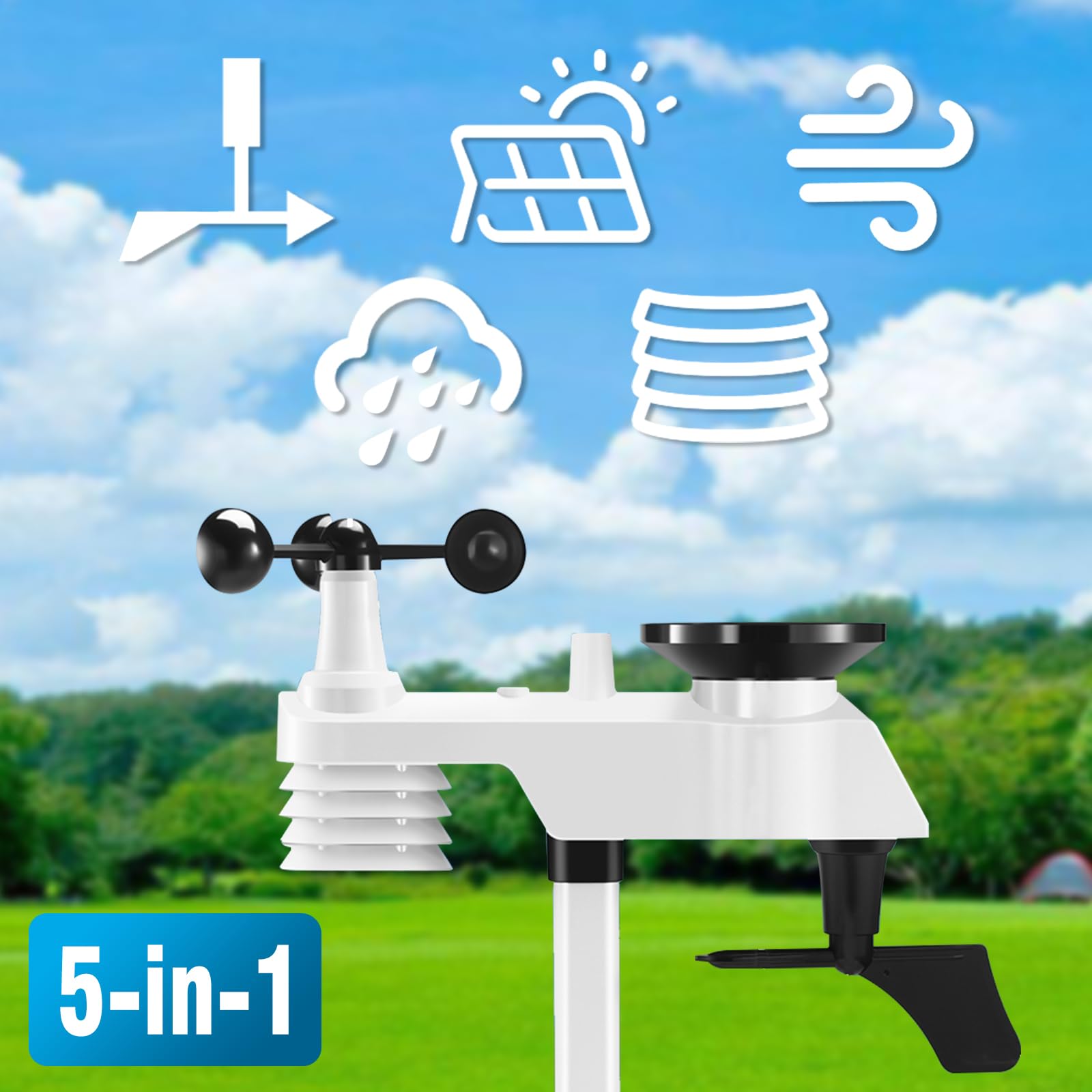 Mua Weather Station Wireless Indoor Outdoor with 5-in-1 Sensor & LCD ...