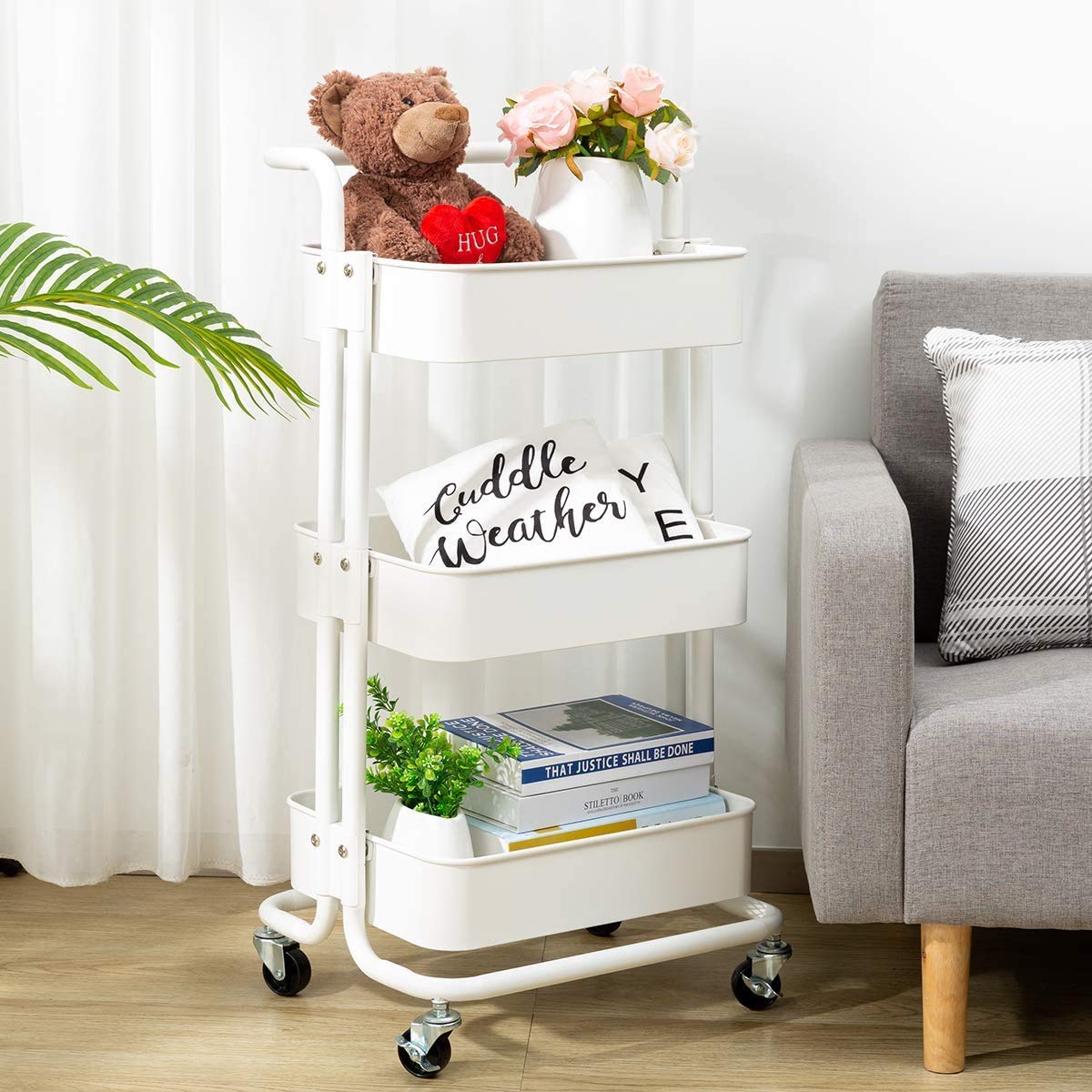 Buy Voilamart Kitchen Storage Trolley 3-Tier Utility Cart Slide Out ...