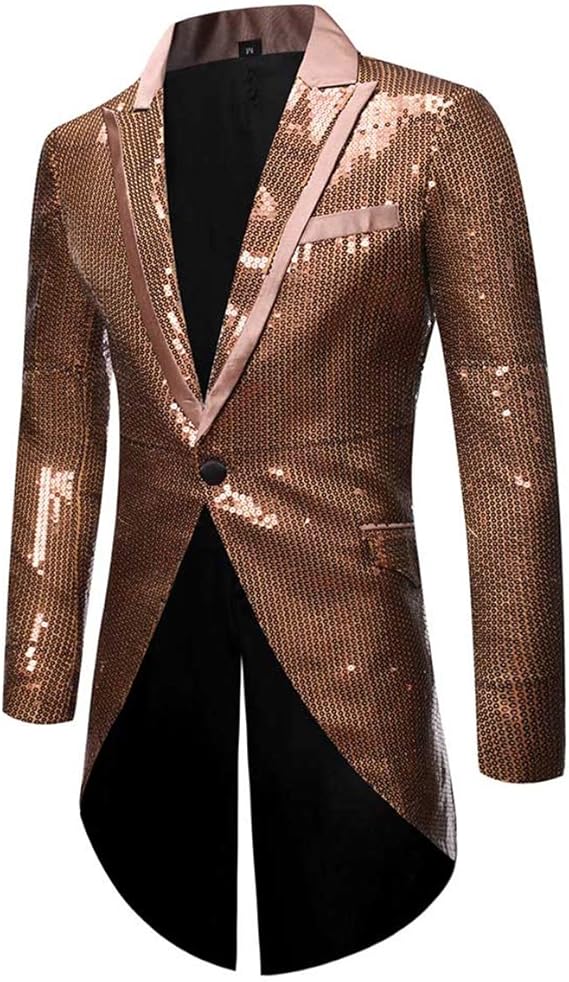 Cloudstyle Mens Sequin Tailcoat Swallowtail Suit Jacket Party Show Tux ...