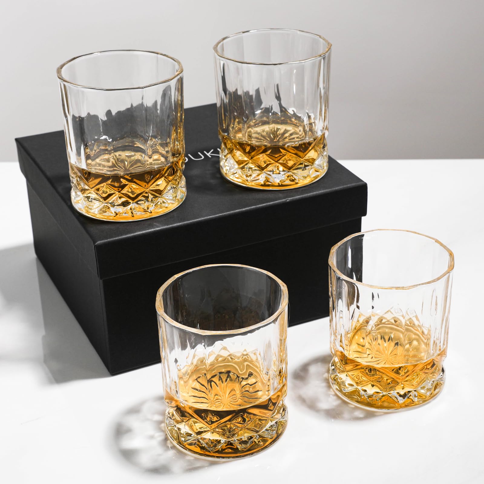 SIYOUKI Crystal Whiskey Glasses Set 11 oz, Old Fashioned Rocks Barware ...