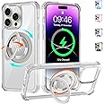 Amazon.com: WPCase Clear Case for iPhone 14 Pro Max Case with Magnetic 360 Rotatable Ring Stand ...