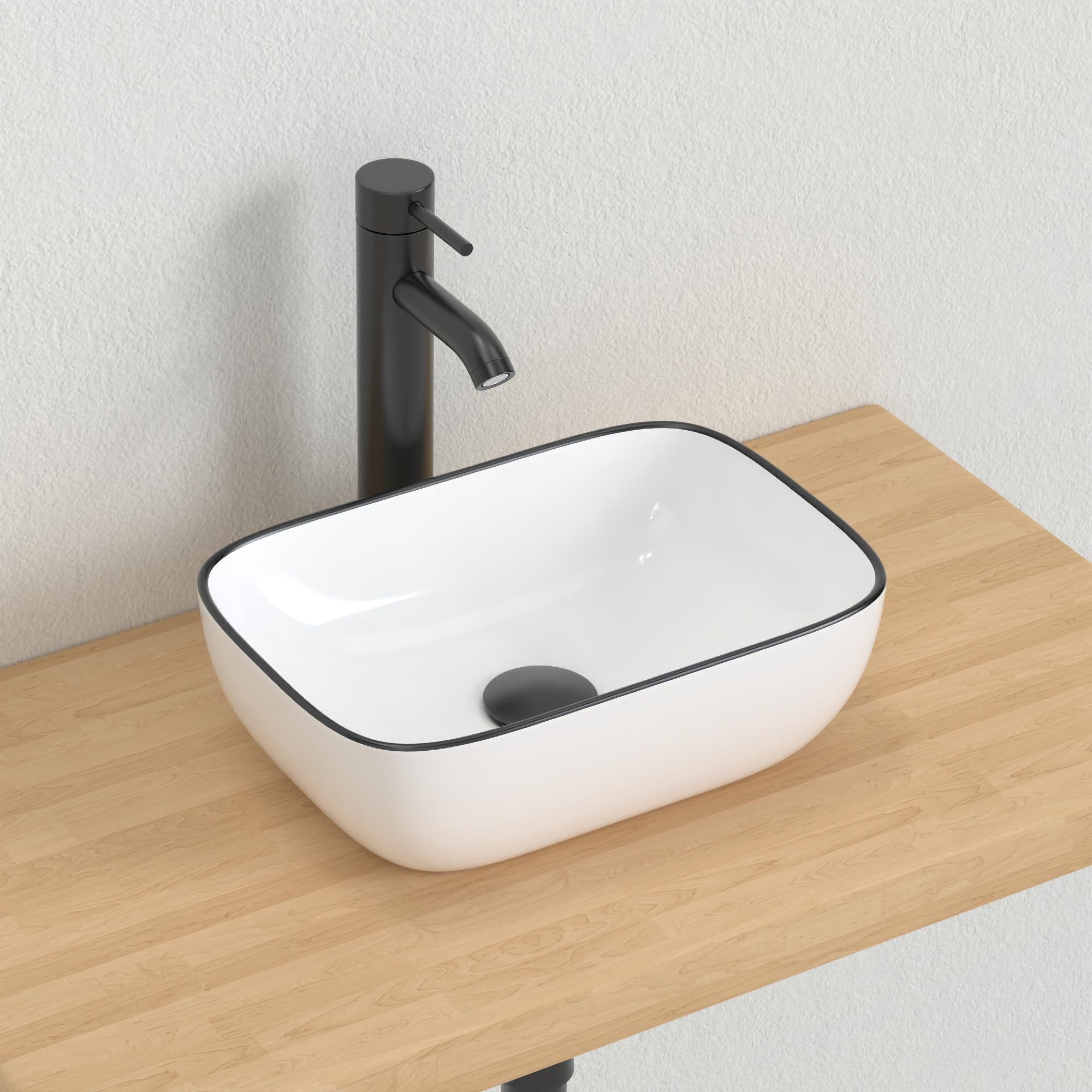 J-FAMILY 14.5'' x 10'' Bathroom Small Vessel Sink Above Counter White ...