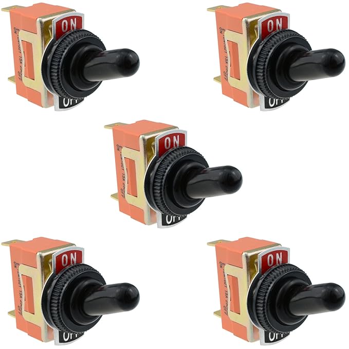 5 x Waterproof On/Off Toggle Flick Switch 2-Pin 15A SPST: Amazon.co.uk ...