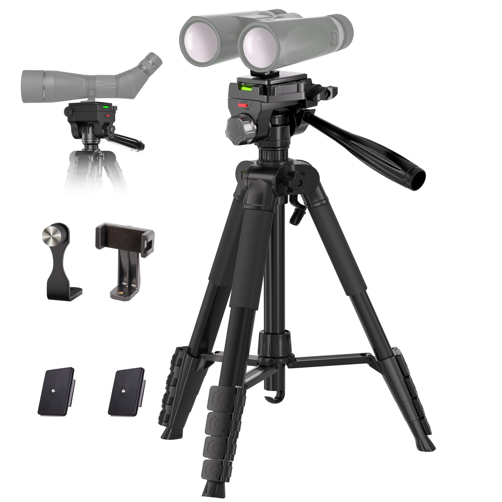 Binocular Tripod, 72” Spotting Scope Tripod Stand with Binocular ...