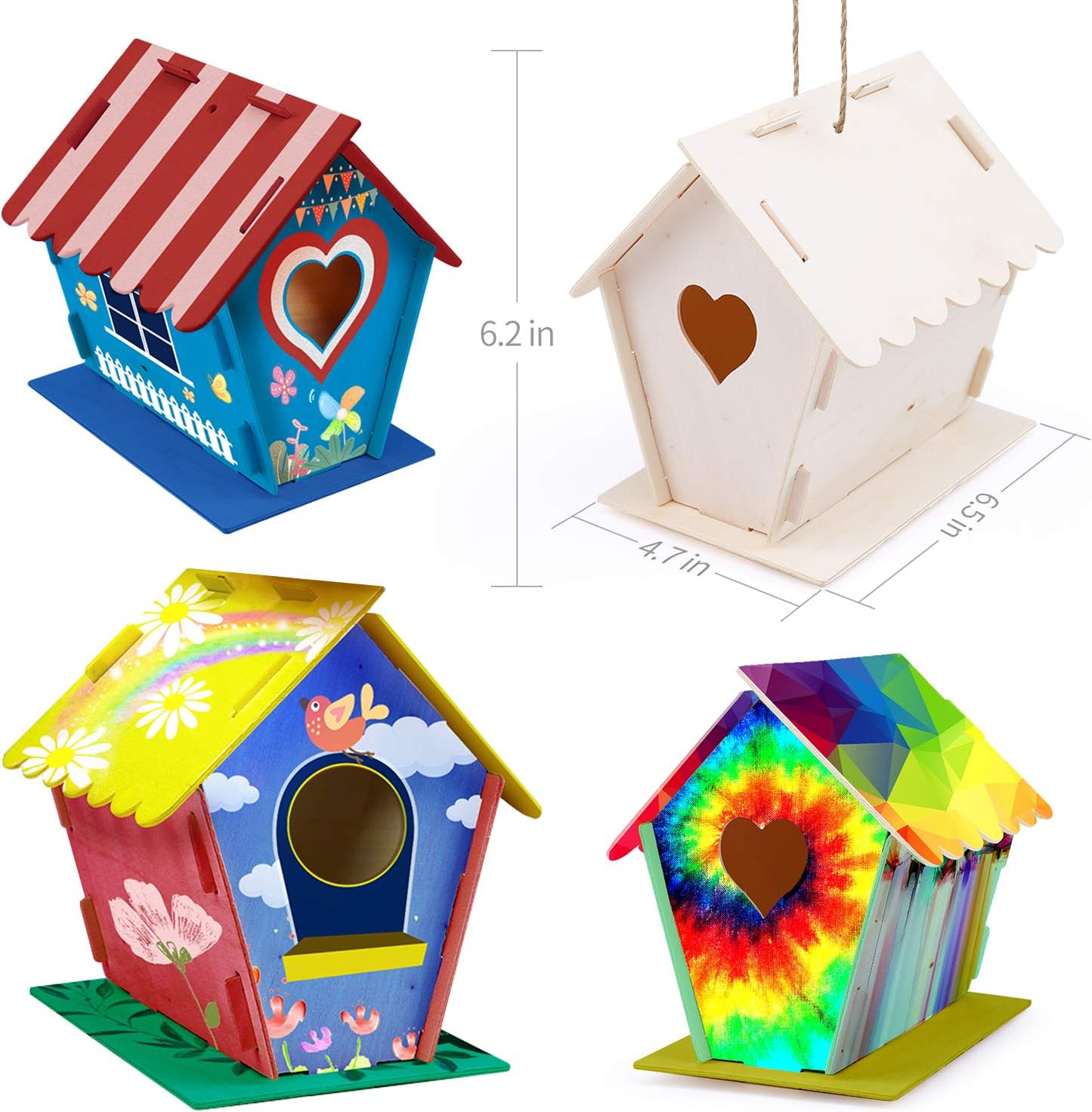 DIY Bird House, Craft for Kids, 2 Packs of Wooden Bird Houses with ...