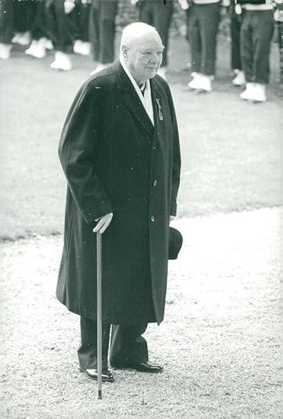 Amazon.com: Vintage photo of Winston Churchill standing with walking ...