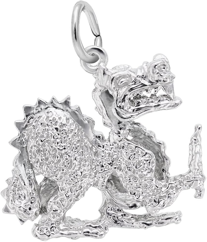 Amazon.com: Dragon Charm in Sterling Silver, Charms for Bracelets and ...