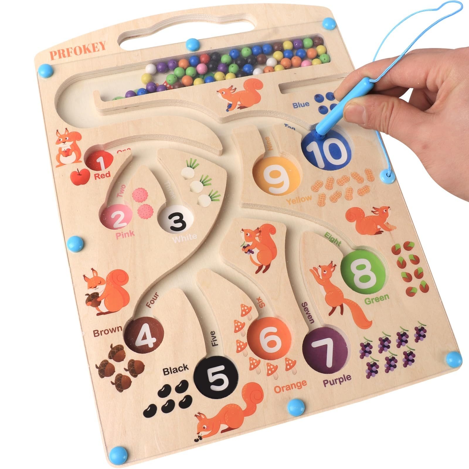 PRFOKEY Magnetic Color and Number Maze - Montessori Wooden Color ...