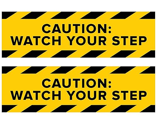 Caution Watch Your Step Sticker Signs (Pack of 2) | 3" x 10" Workplace ...