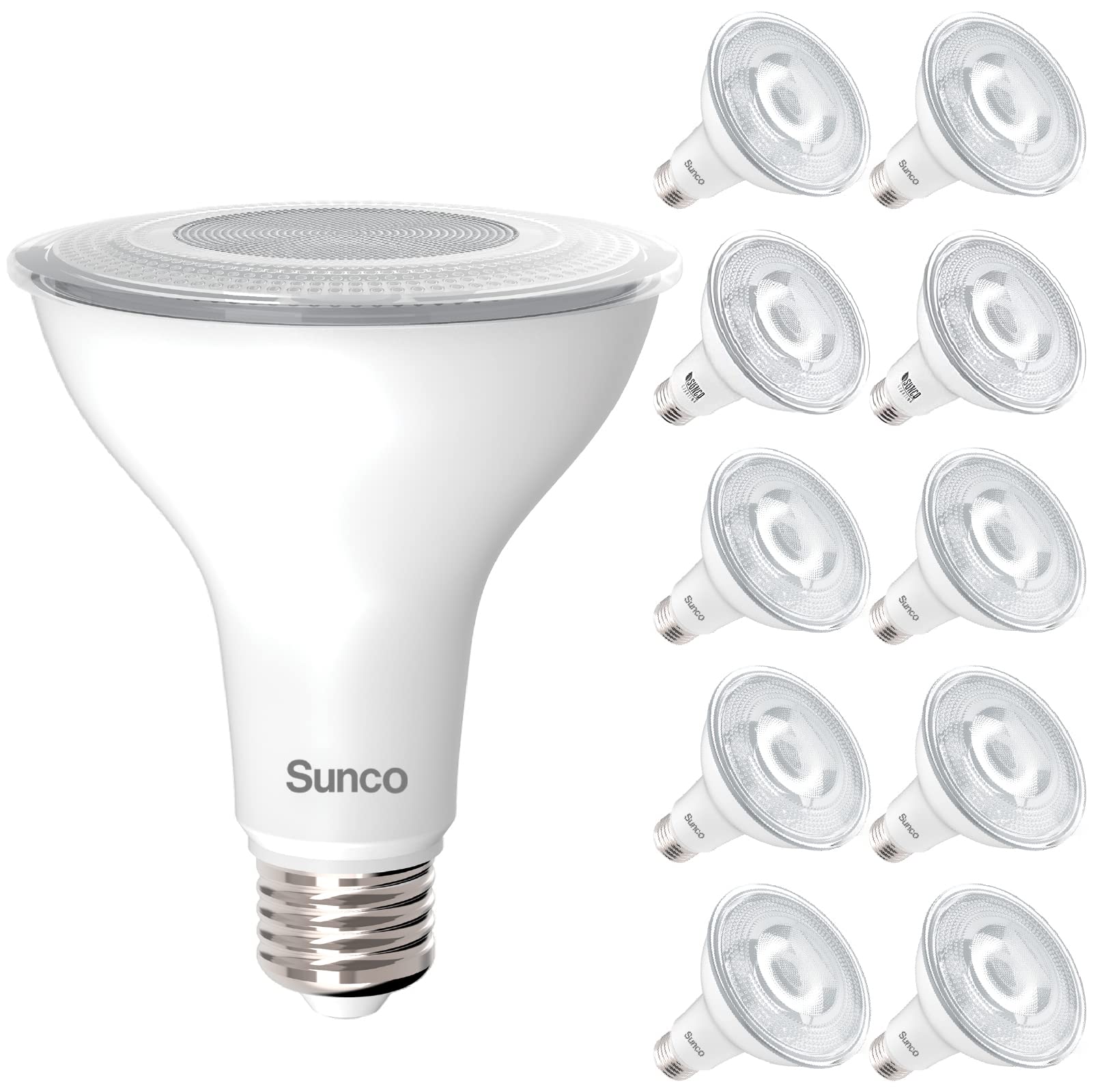 Sunco Lighting 10 PAR30 LED Bulbs, Flood Light Residential Outdoor ...