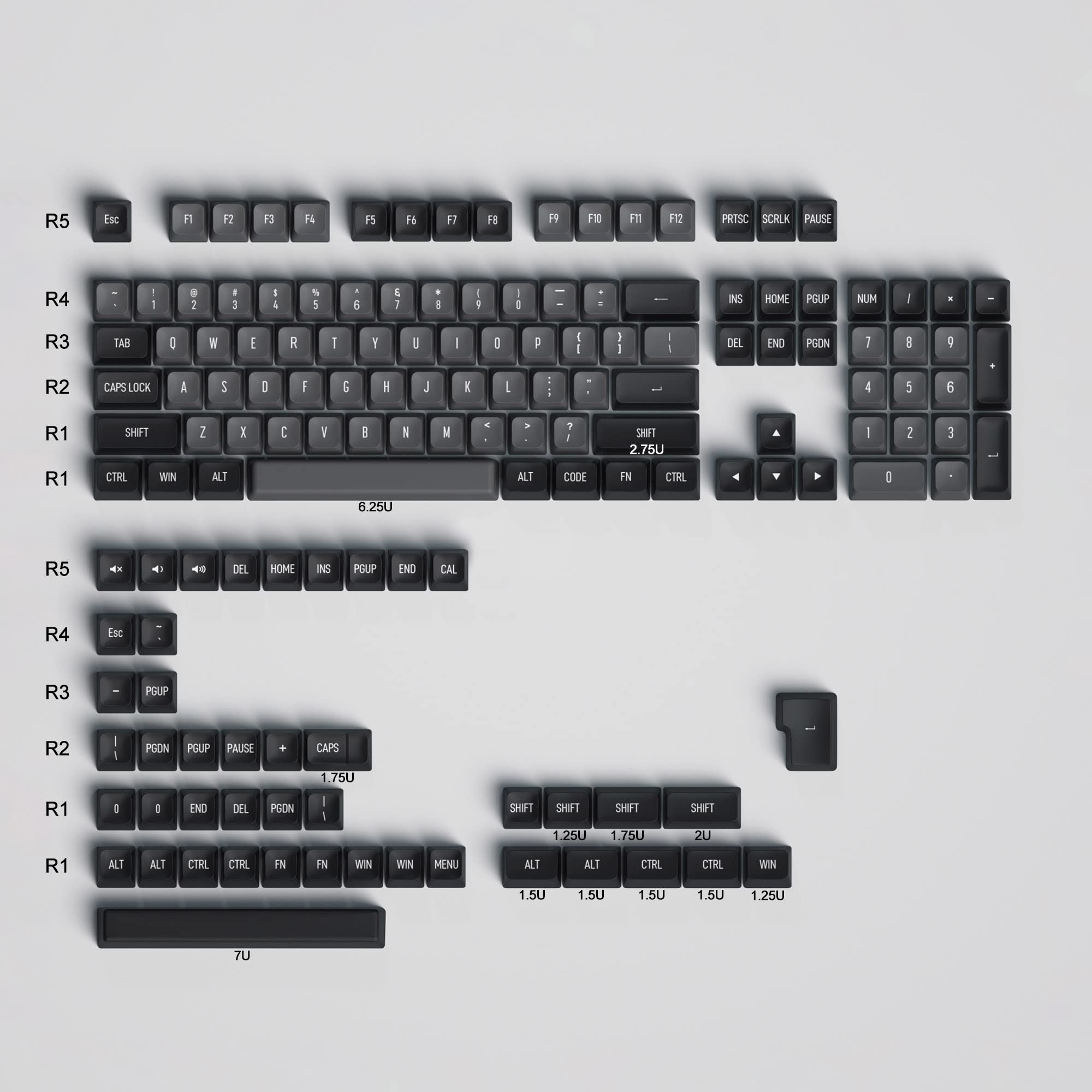 Mua mintcaps Black Grey Keycaps Set 150 Keys MSA Profile Double Shot ...