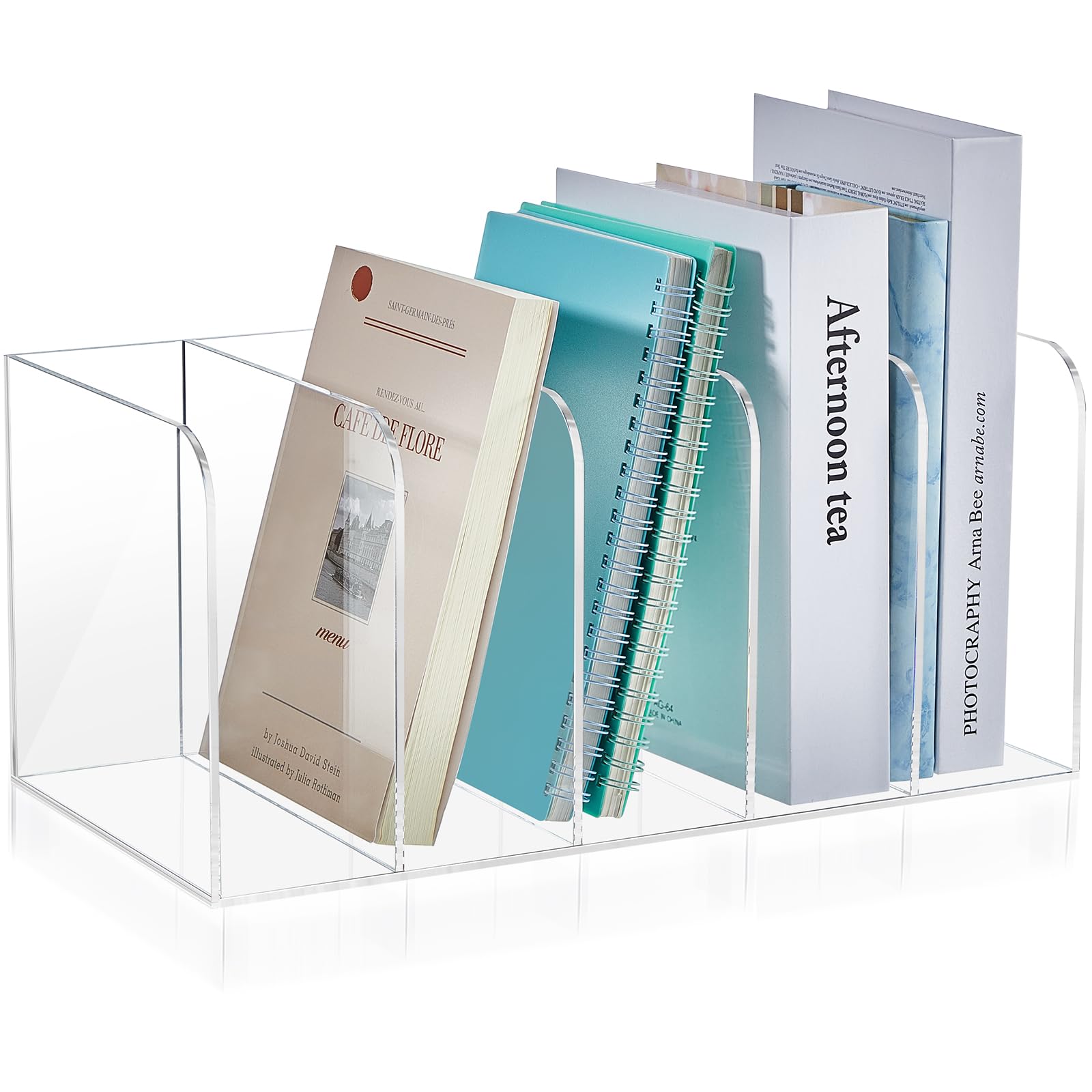 Suzile Clear Acrylic Magazine File Holder with Vertical Compartments ...