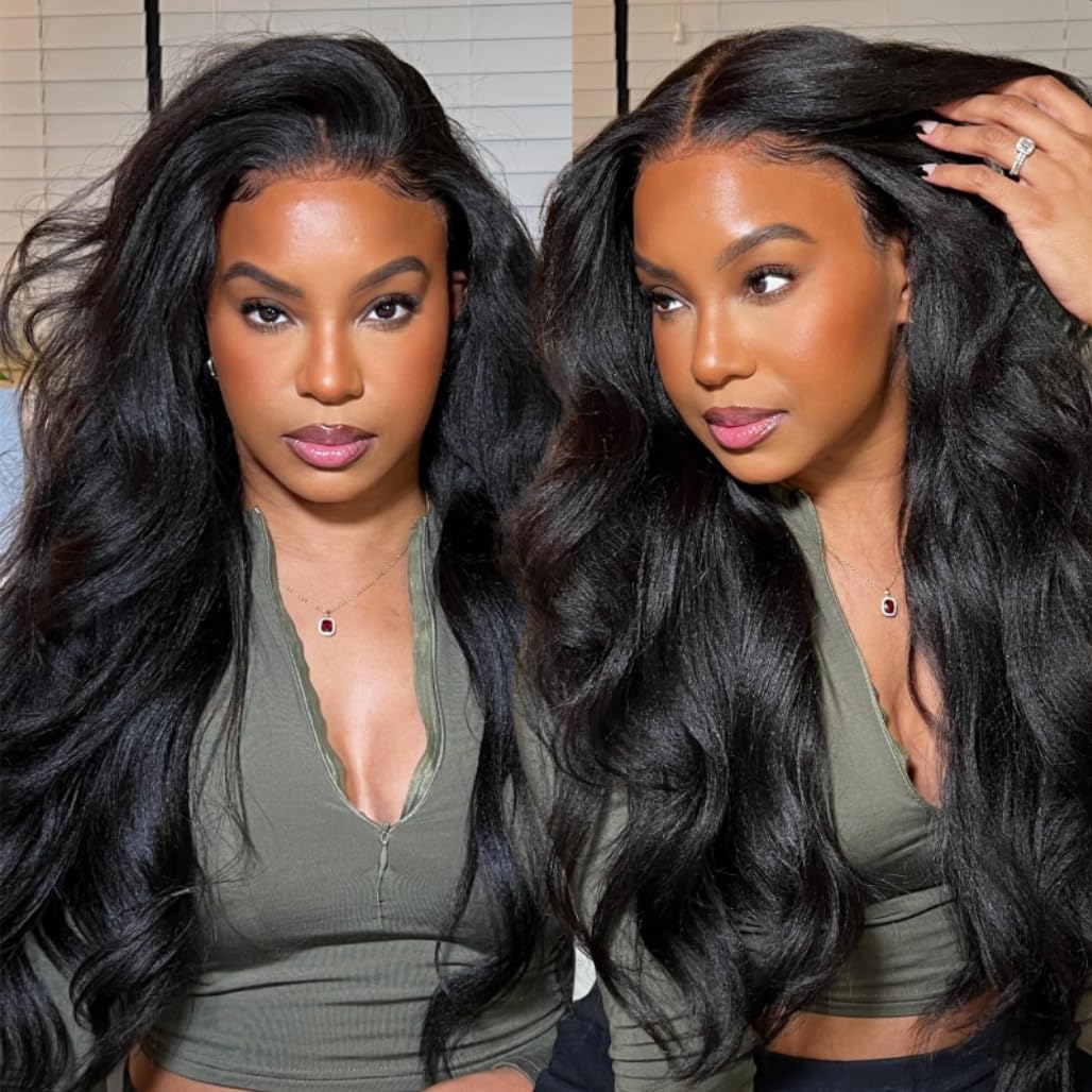 Nadula Bye Bye Knots Glueless Wig Yaki Straight Human Hair Pre Cut 7x5 ...
