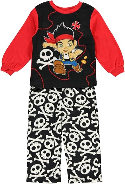 Amazon.com: Disney Jake The Pirate Boy's 2-Piece Pajama Set, Red/Black ...