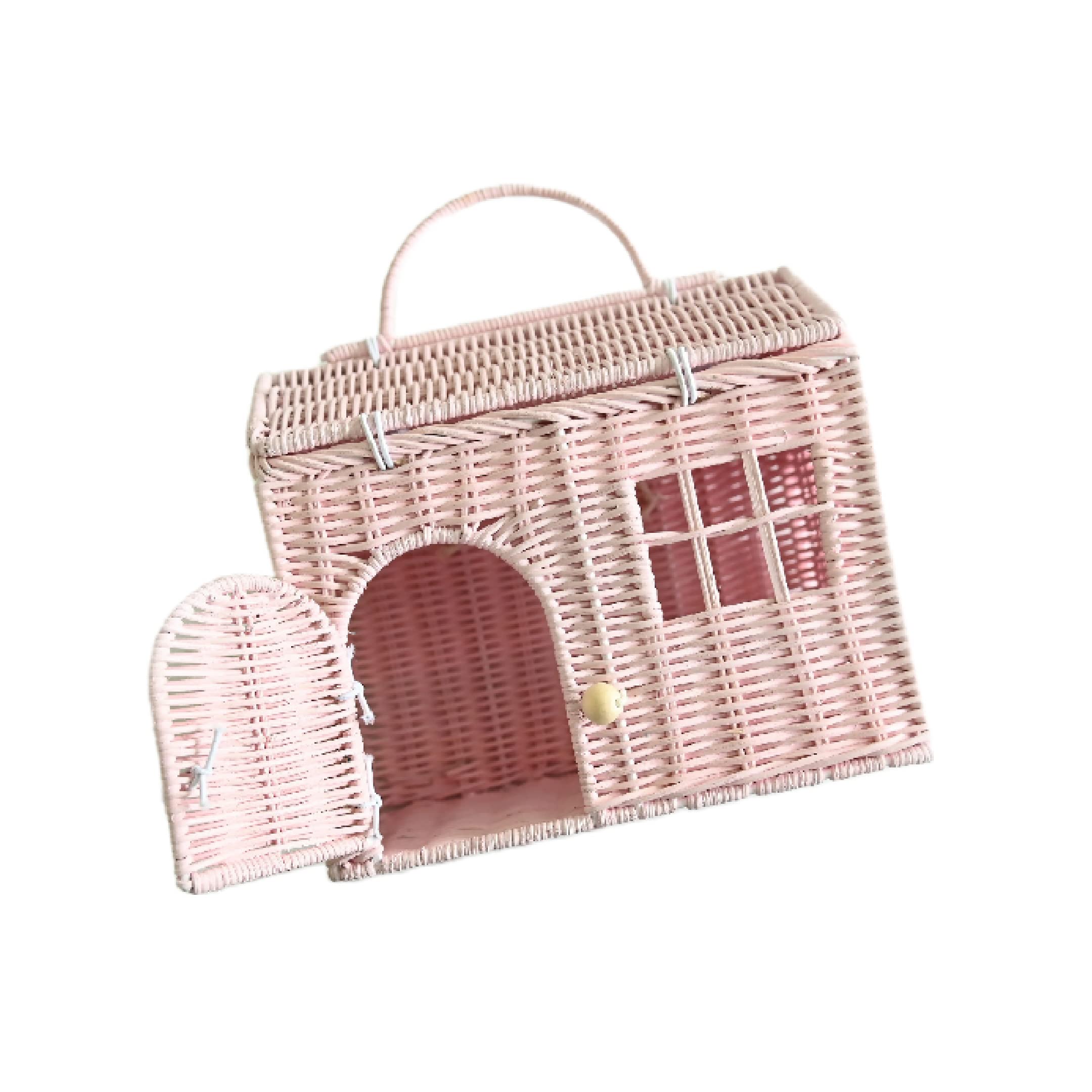 Rool Rattan House Shaped Basket Wicker Small Dollhouse Gift for Girls ...