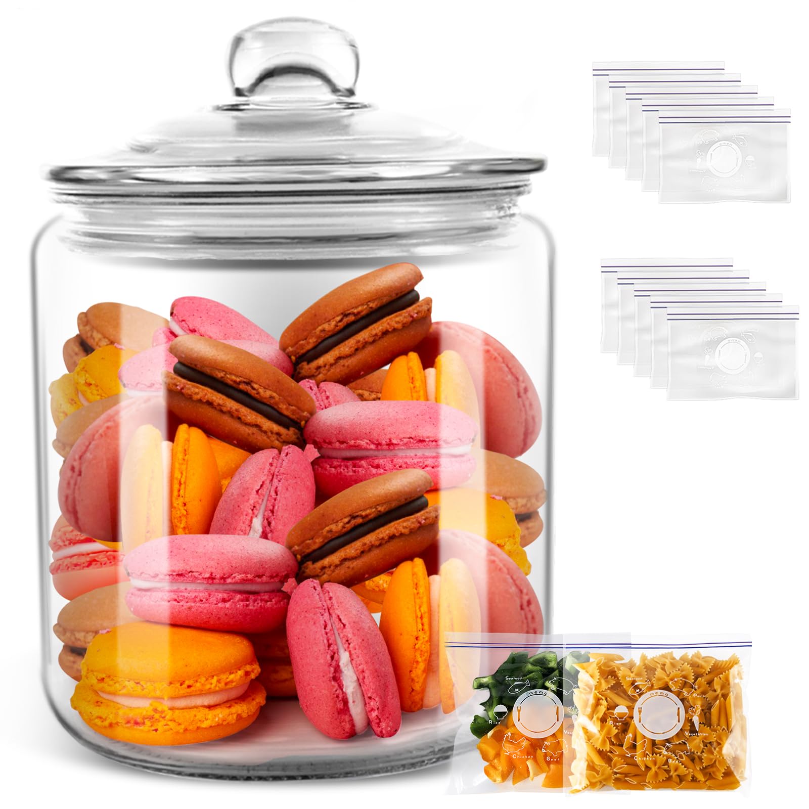 Masthome 1 Gallon Glass Cookie Jar,Large Clear Jar,Dishwasher Safe ...