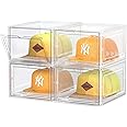Amazon.com: SCAVATA Hat Organizer Box, Stackable Clear Baseball Caps ...