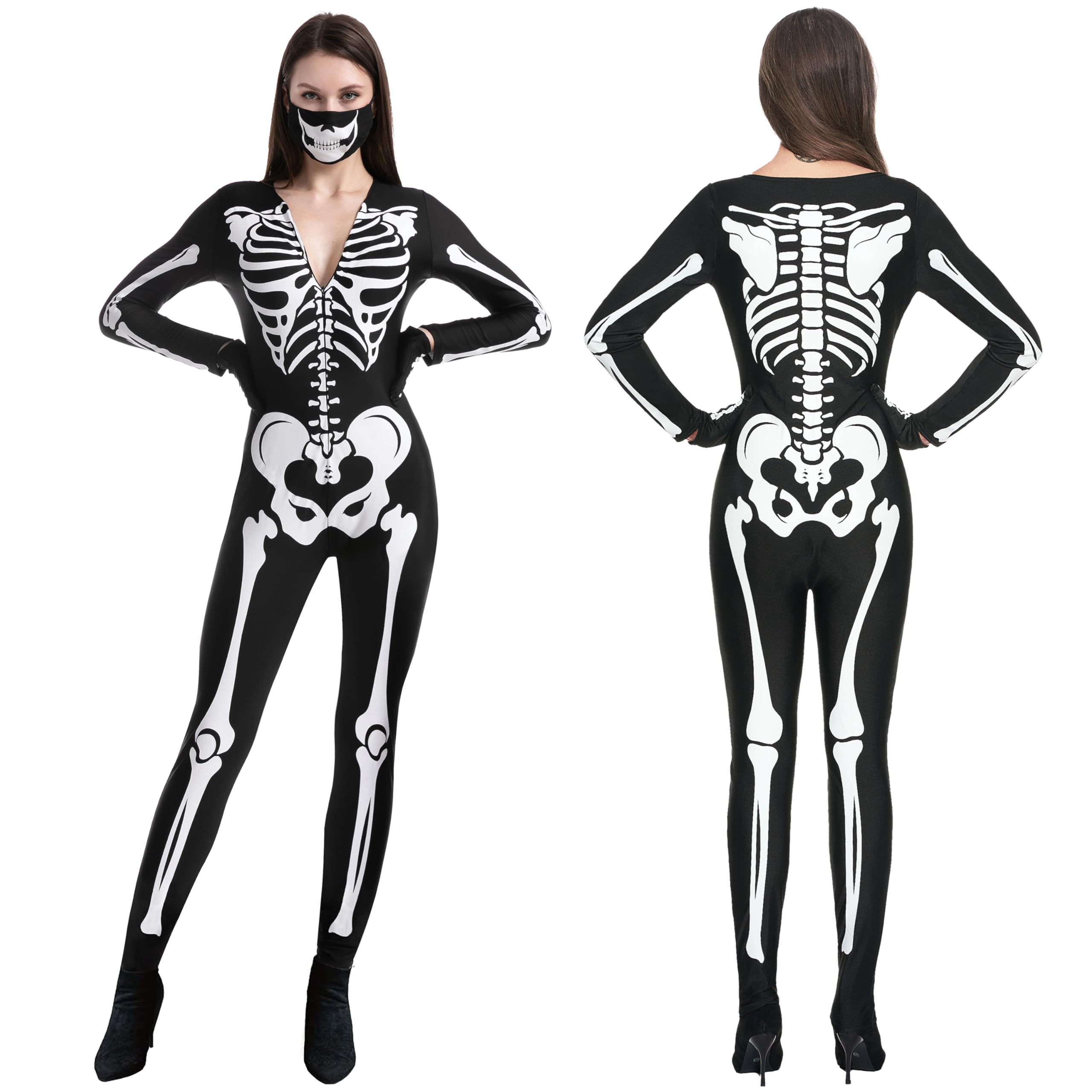 Spooktacular Creations Adult Women Double-Sided Skeleton Costume ...