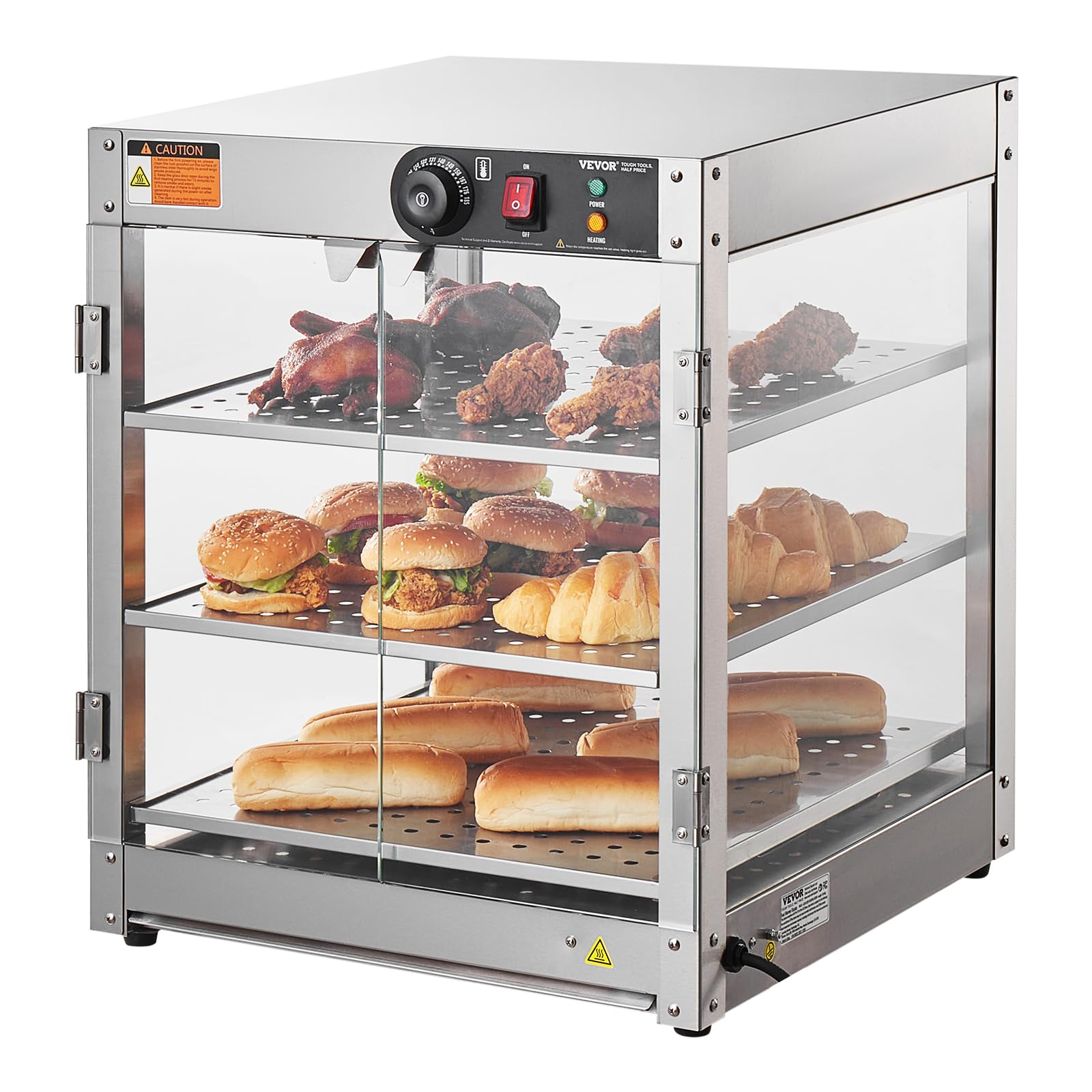 VEVOR 3-Tier Commercial Food Warmer Display, 800W Food Display Warmer ...