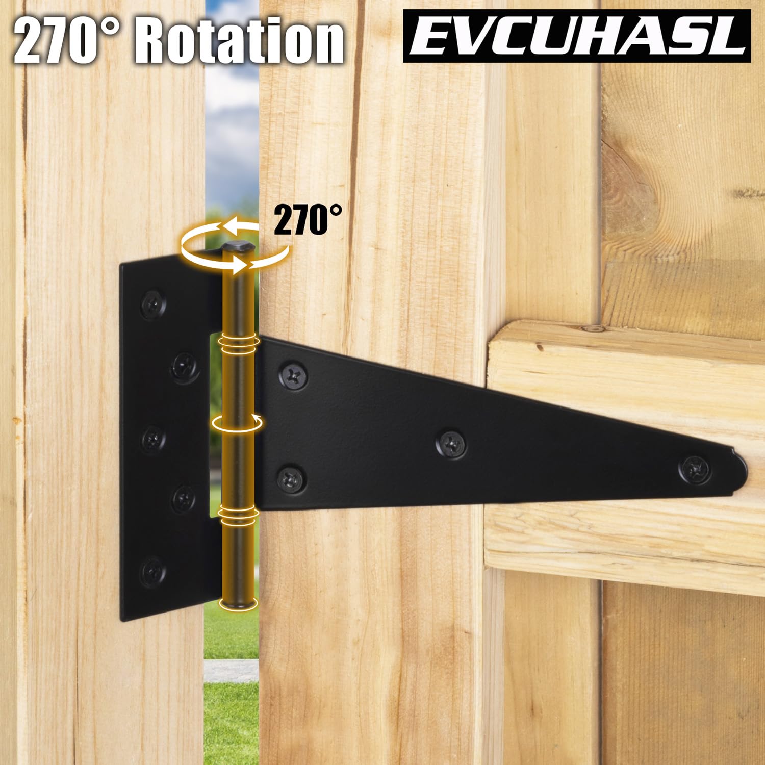 EVCUHASL 8 Inch T-Strap Gate Hinges, Shed Barn Door Hinges Heavy Duty ...