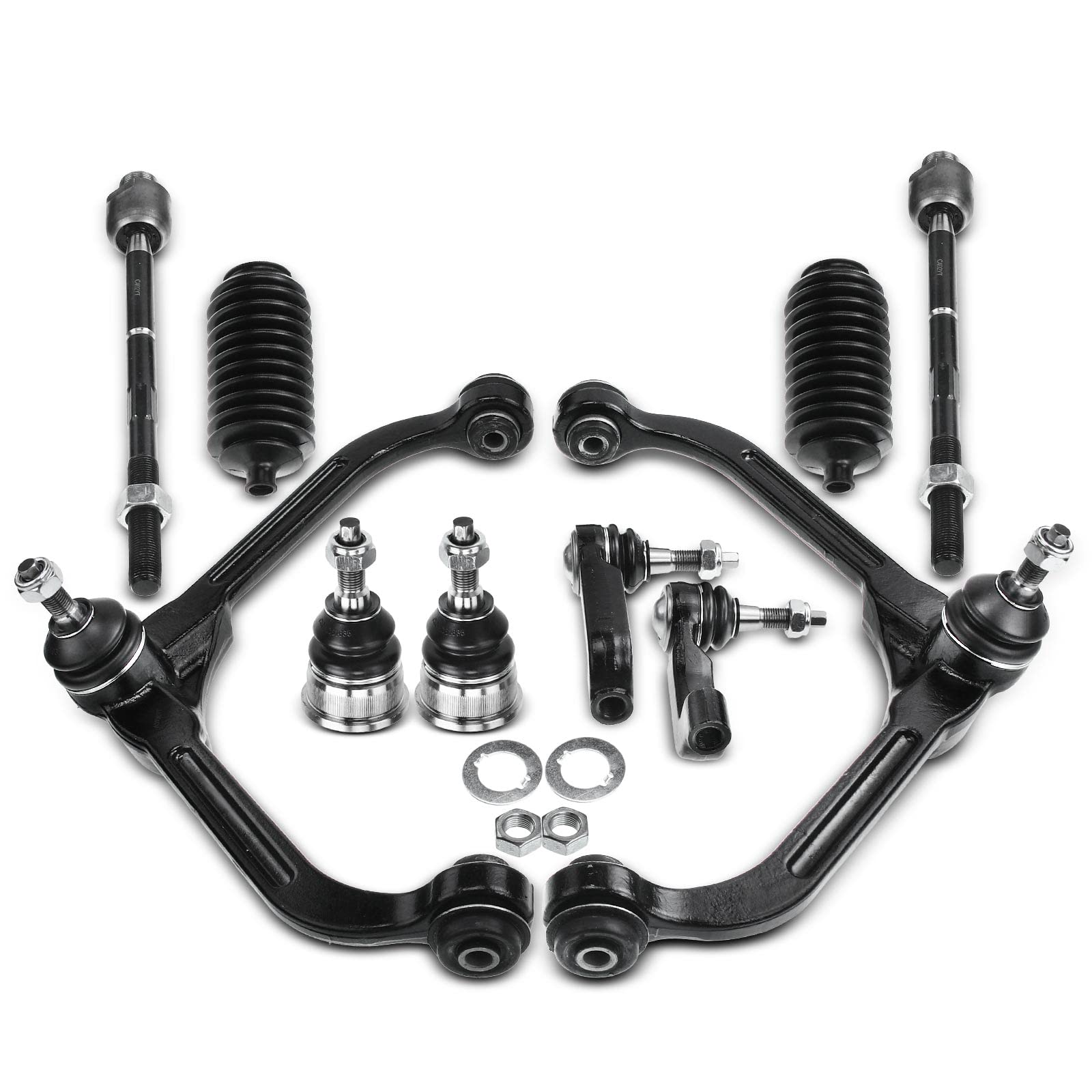 A-Premium Set of 10, Front Upper Control Arm Lower Ball Joint Inner Outer Tie Rod End Steering ...