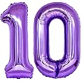 Amazon.com: Number 10 Purple Balloons 40 Inch Giant Purple 10 Number ...