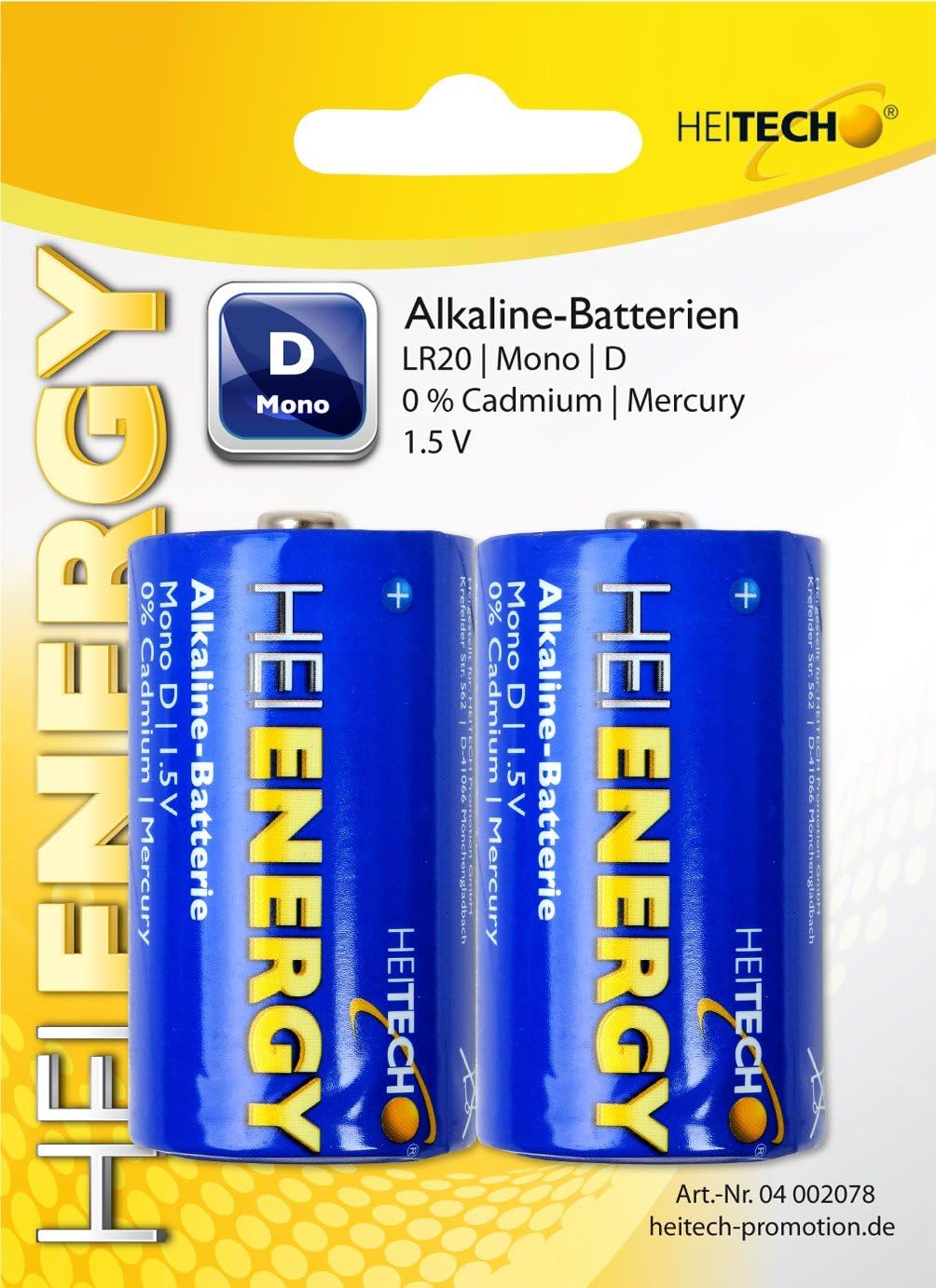Heitech Alkaline Batterien Mono D, LR20 - 1,5 Volt, (2-er Pack): Amazon ...