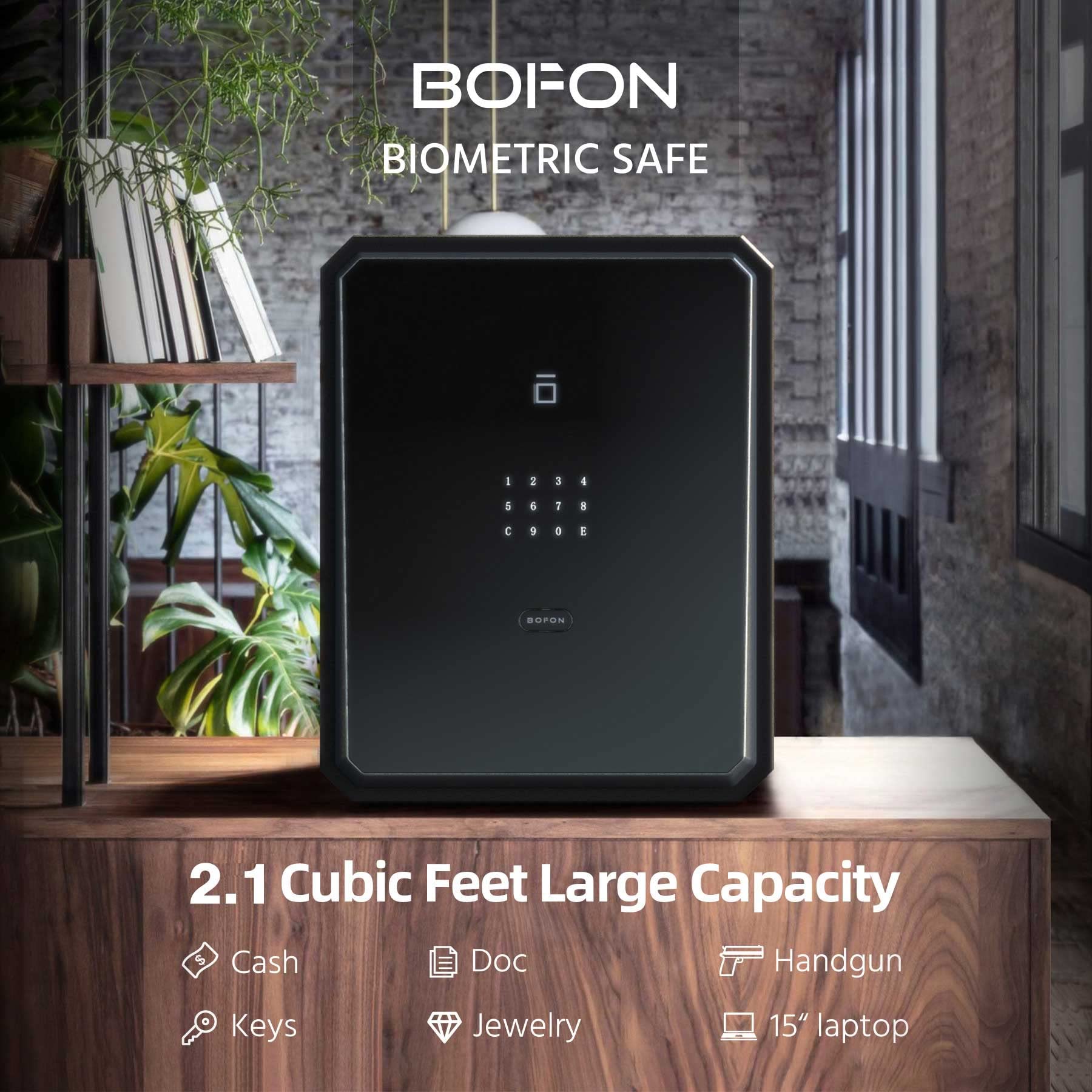 BOFON Home Safe, Fingerprint Password Safe Box With Key, Cabinets Safe ...