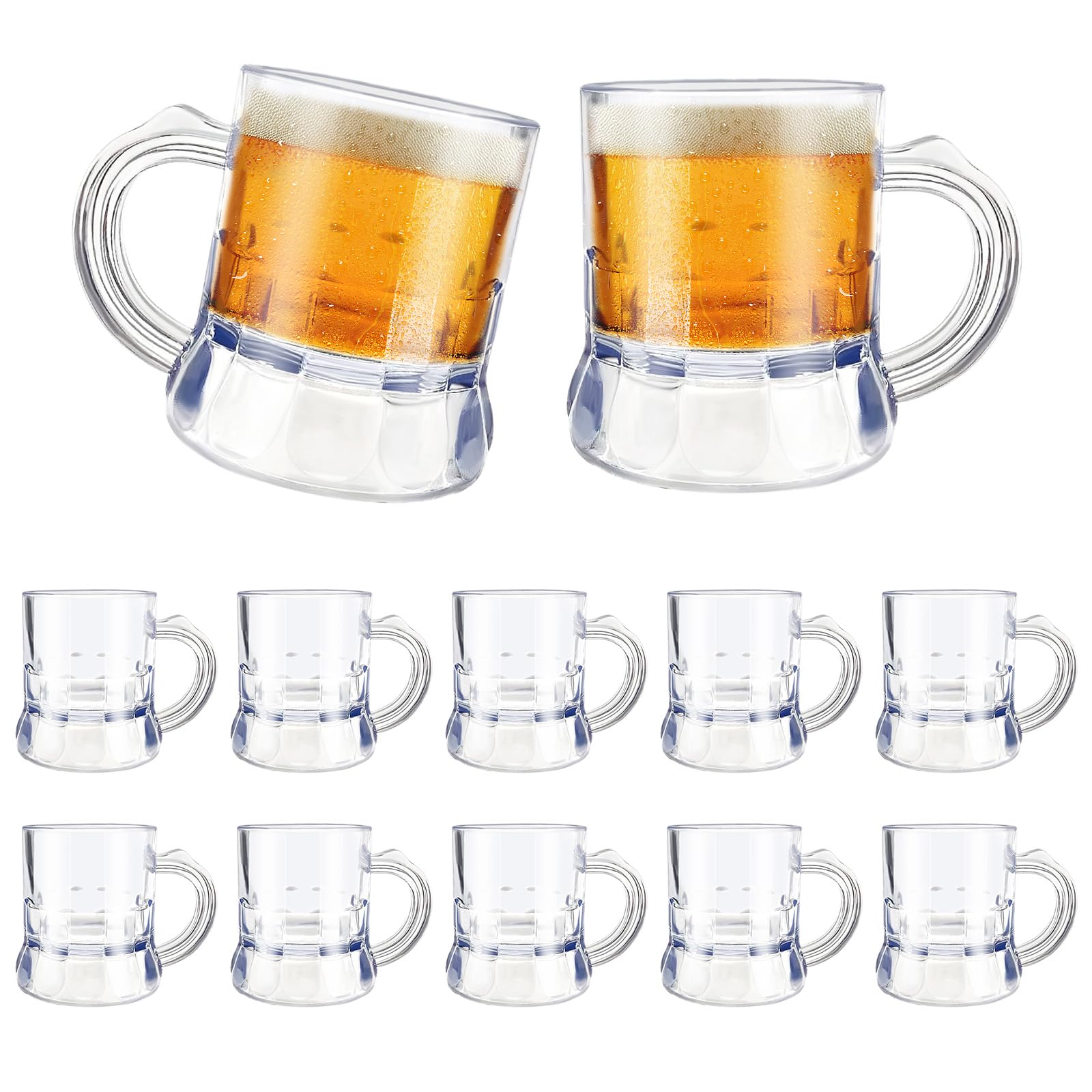 ZZYFGH Mini Beer Mugs, 1 Oz Clear Plastic Shot Glasses Beer Mug with ...