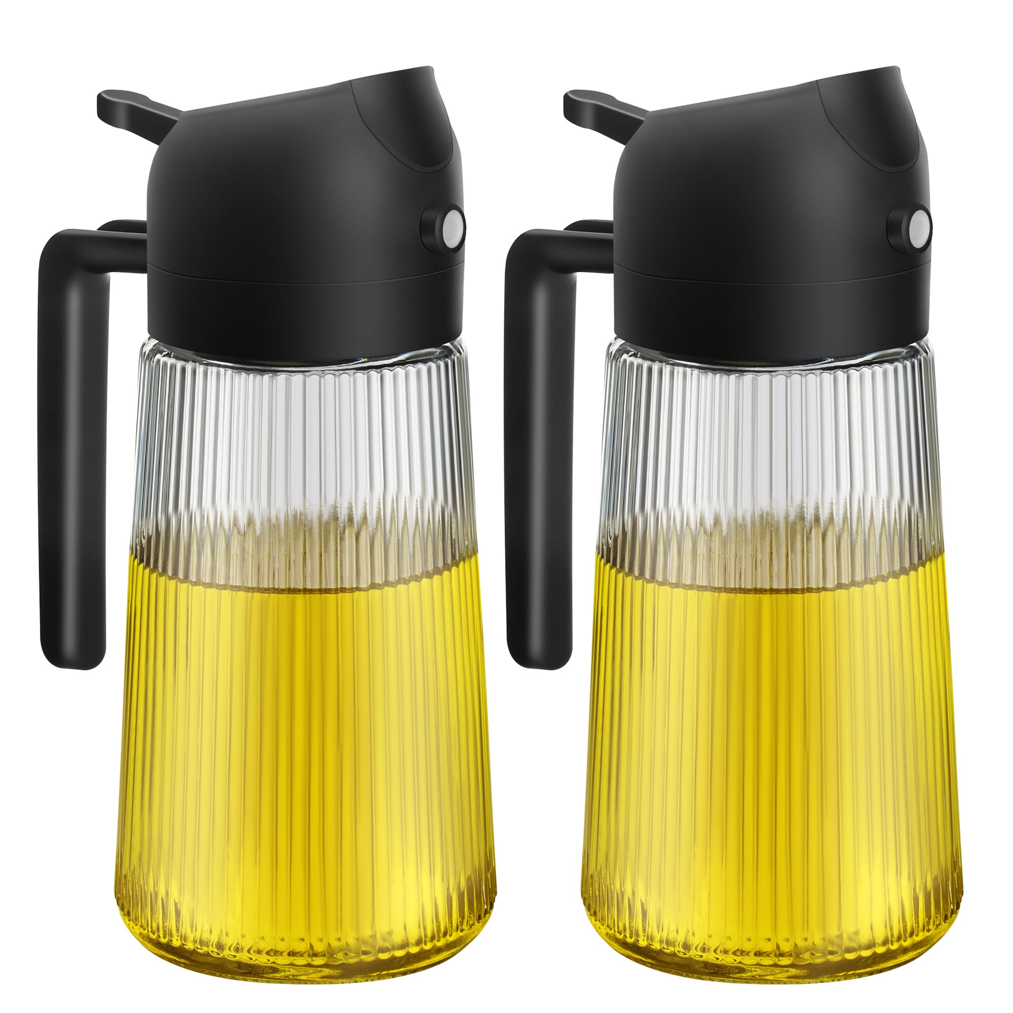 FEIOOD 2Pcs 16oz Ribbed Oil Dispenser Oil Sprayer for Kitchen Cooking ...