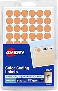 Amazon.com : Avery Color-Coding Removable Labels, 1/2 Inch Round ...