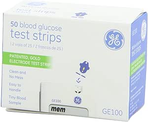 GE100 Blood Glucose Test Strips - 4/Boxes of 50 Strips = 200/Total ...
