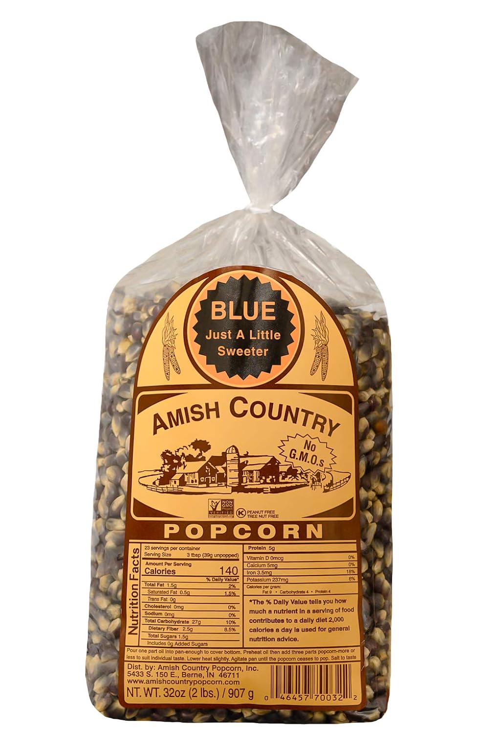Amish Country Popcorn | 2 lb Bag | Blue Popcorn Kernels | Old Fashioned ...