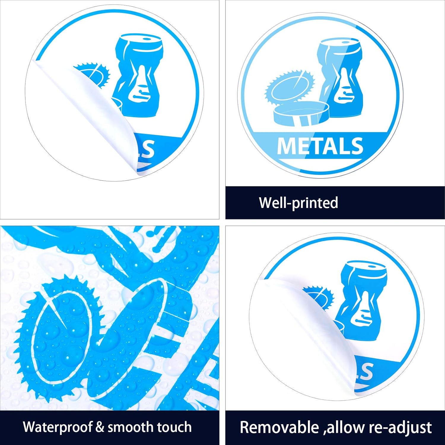6 Pieces Recycle Sticker Decal for Trash Can, Re-Adjustable Waterproof ...