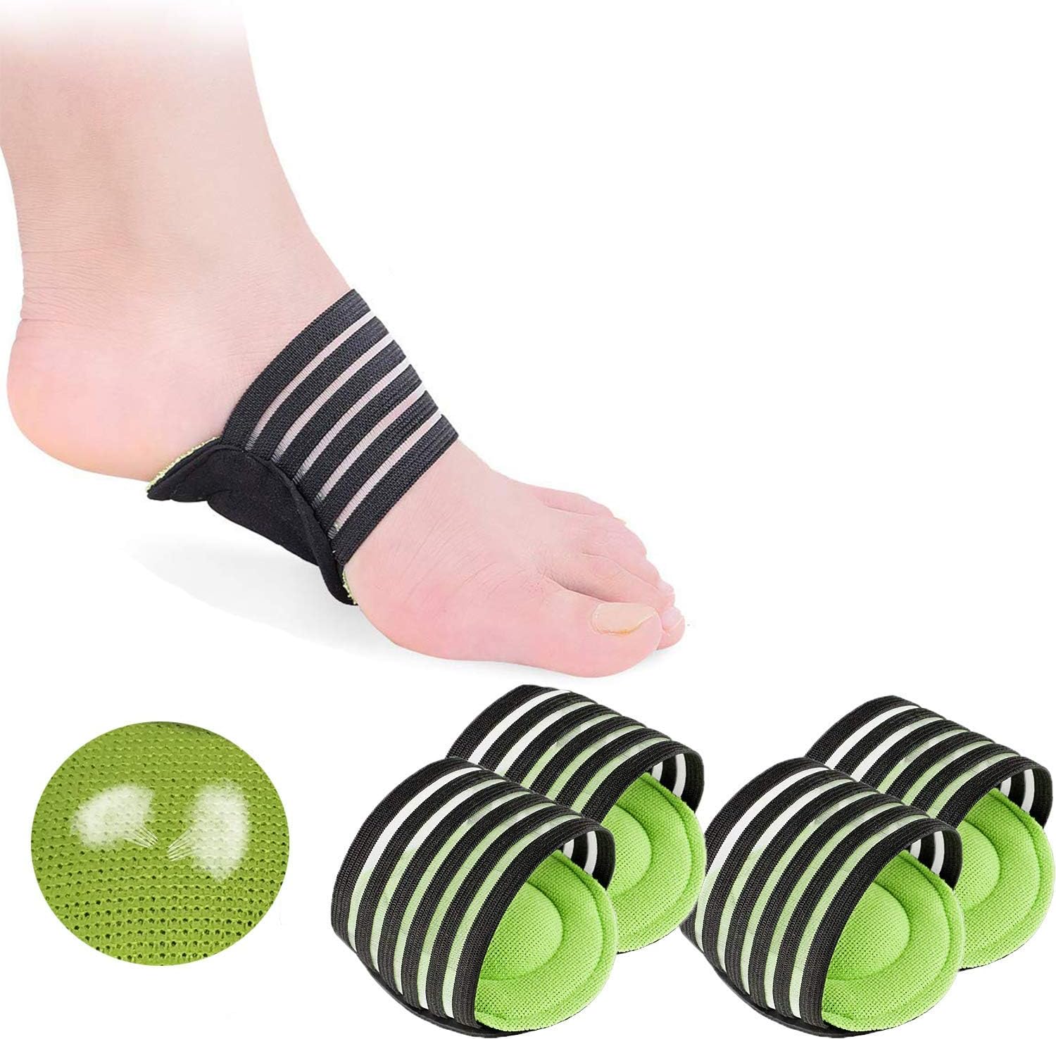 2 paires Cushioned Arch Supports, Elastic Foot Support Straps/Arch ...