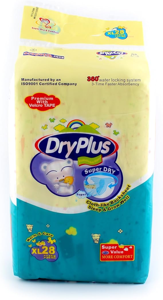 Dry Plus Super Dry XL Size 9 to 13kg Baby Diaper Nappies ISO9001 28 ...