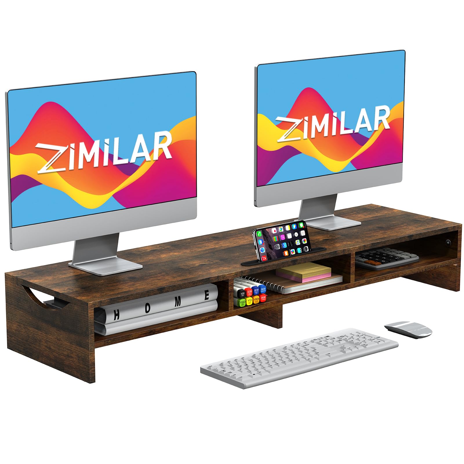 Zimilar Large Dual Monitor Stand Riser, 2 Tiers Monitor Stand with ...