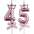 Amazon.com: AOOLADA 45th 54th Birthday Candles, Rose Gold 54 45 Year ...