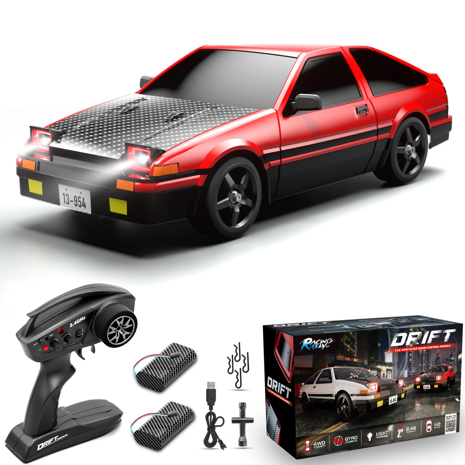 RC Drift Car, 1:12 Full Scale Fast RC Cars with Gyro, 2.4GHz 35KM/H High Speed Performance ...