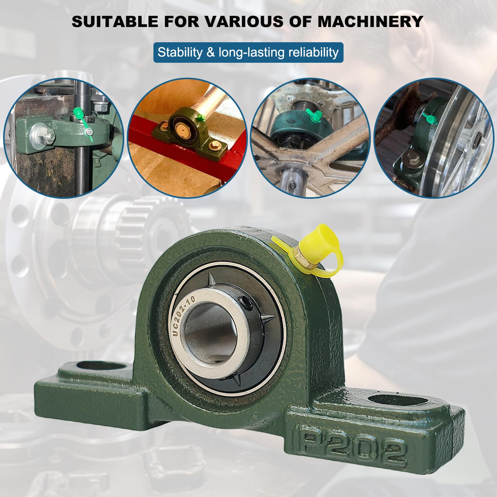 Tonmp 4 Pack UCP202-10 Pillow Block Bearing - 5/8 Inch Mounted Pillow Block Bearings Solid Cast ...