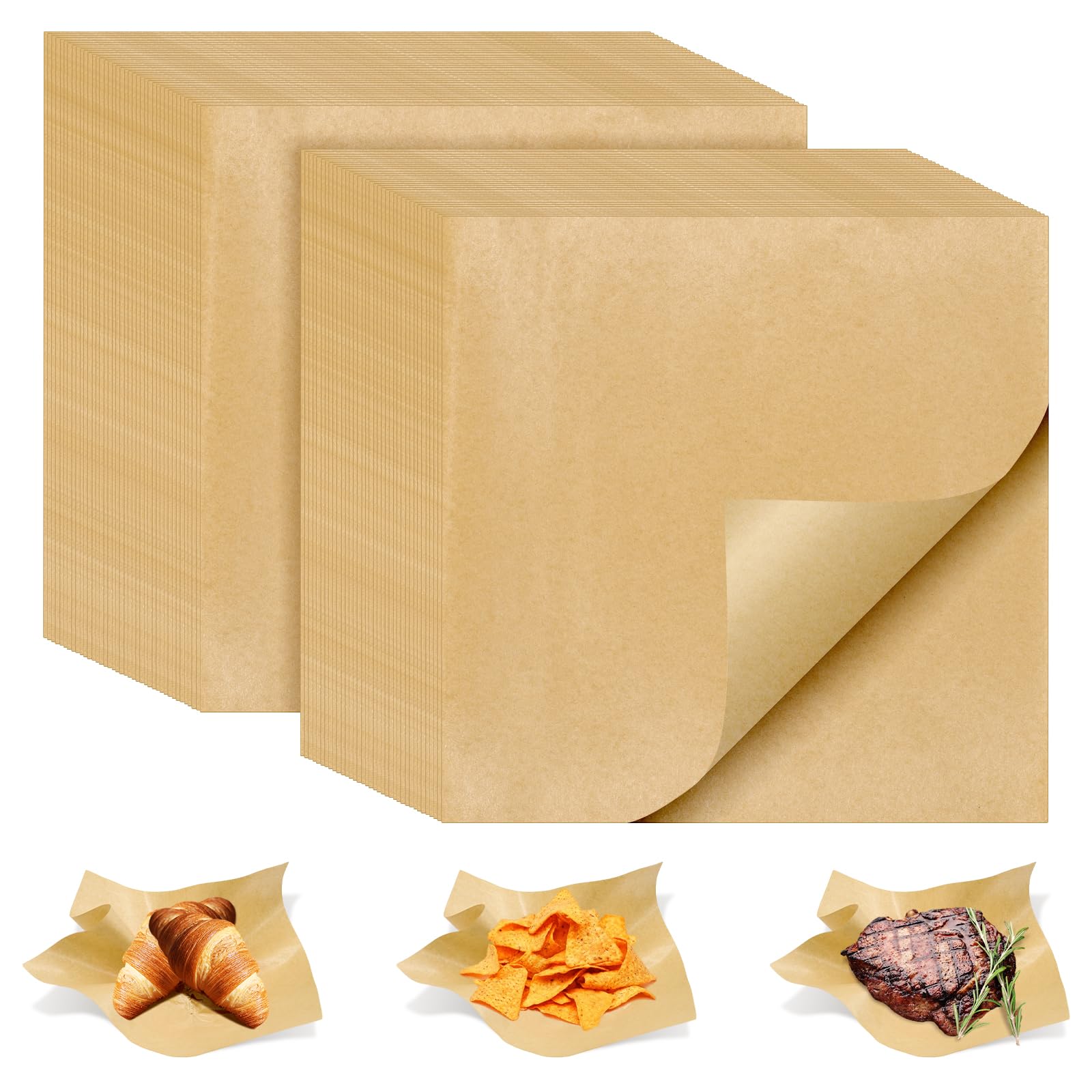 Mua 100PCS Kraft Wax Paper Sheets 12 x 12 INCH Grease Proof Sandwich ...