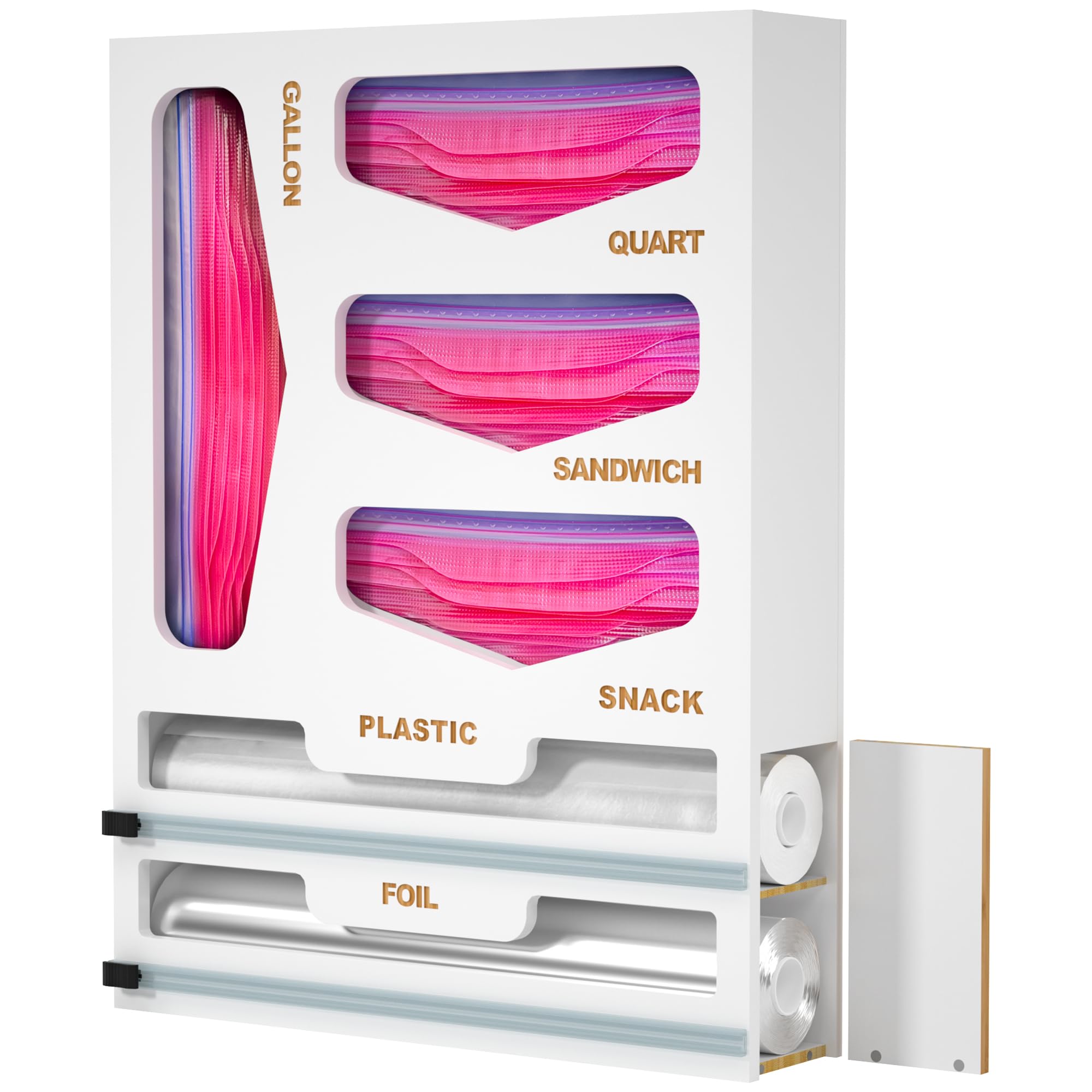 LUYABA 6 in 1 Bag Organizer and Wrap Dispenser with Magnetic Lid ...