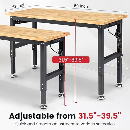 Mua ENJOYWOOD 60 Inch Workbench for Garage Adjustable Height Work Bench ...